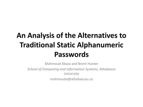 Ppt Analysis Of Alternatives To Traditional Passwords Powerpoint Presentation Id3063968