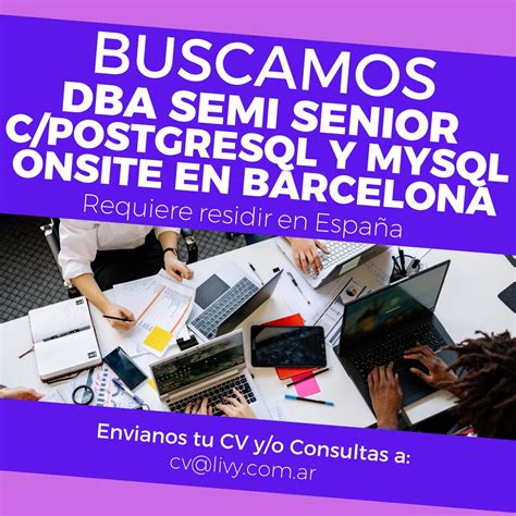 Dba Postgresql Mysql Techjobs Empleobarcelona Livy Gestión De Talentos
