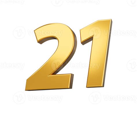 Gold Number 21 Twenty One Shiny 3d Number 21 Made Of Gold 3d