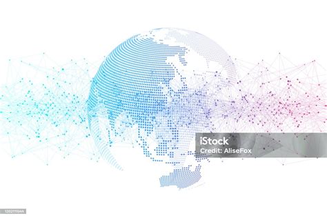 글로벌 소셜 네트워크 네트워킹 및 데이터 연결 개념입니다 전 세계 인터넷 및 기술 신경총 라이트 라인으로 연결된 동적 파도 가상