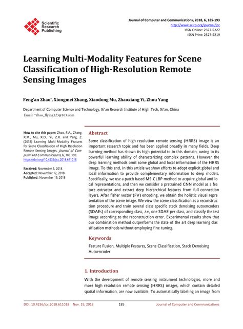 Pdf Learning Multi Modality Features For Scene Classification Of High
