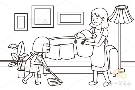 家务画绘画大山谷图库