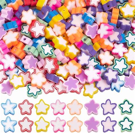 1 Box 240pcs 8 Colors Stars Bead Polymer Clay Star Beads Bulk Colorful