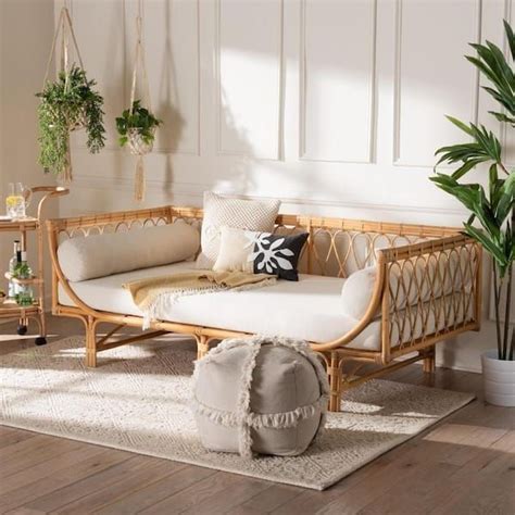 Natural Rattan Twin Daybed Curved Rattan Frame Open Weave Sides Foter