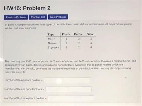 Solved HW16 Problem 2 Previous Problem Problem List Next Chegg Com