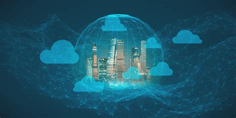 넓은 파란색 질감에 구름과 도시와 추상 다각형 구 기술 네트워크 및 미래 구축 개념 3d 렌더링 0명에 대한 스톡 사진 및 기타