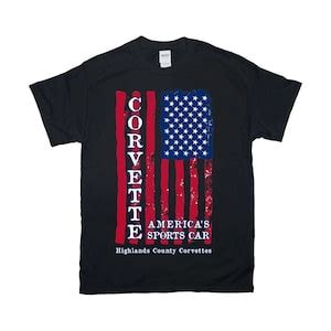 Hcc Mens Corvette American Flag T Shirt C1 To C8 Gildan Tee