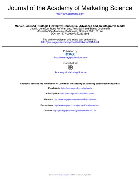 Pdf Market Focused Strategic Flexibility Conceptual Advances And An Integrative Model