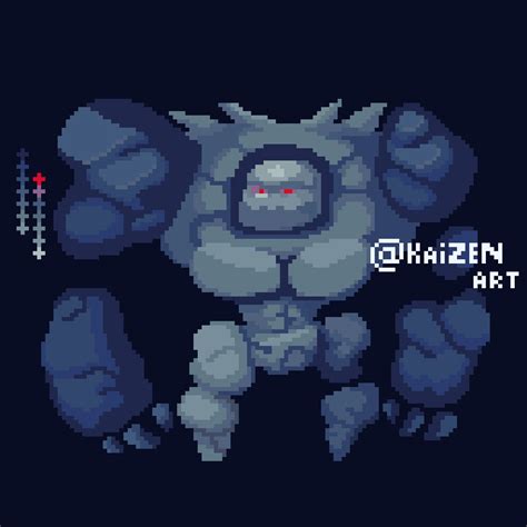 Artstation Stone Golem Pixel Art