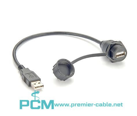 Ip67 Waterproof Panel Mount Usb Male To Female Extension Cable Premier