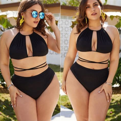 Harmony In Nature Swim Curvy Flaunt Flow Tied Back Bikini Black