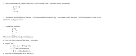 Solved Determine Whether The Following Argument Is Valid Chegg