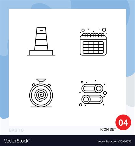 Mobile Interface Line Set 4 Pictograms Royalty Free Vector