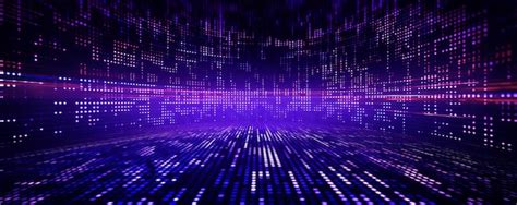 Violet Binary Code On Dark Creating An Atmosphere Of Data Technology And Cyber Security Focus On