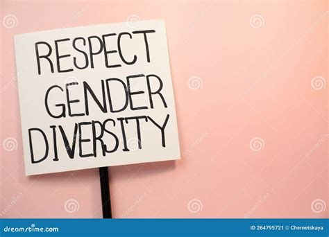 Sign With Phrase Respect Gender Diversity On Pink Background Top View