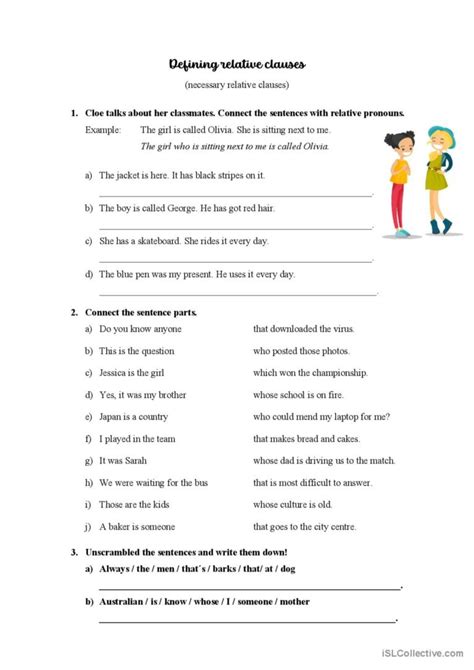 Relative Clauses Worksheet