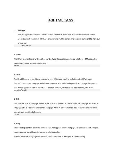 Html Tags Pdf Html Element Html Html Tags Pdf Html Element Html