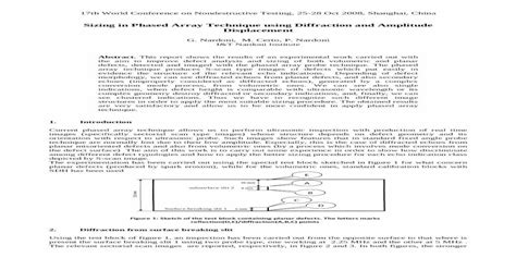Pdf Sizing In Phased Array Technique Using Diffraction · Determine