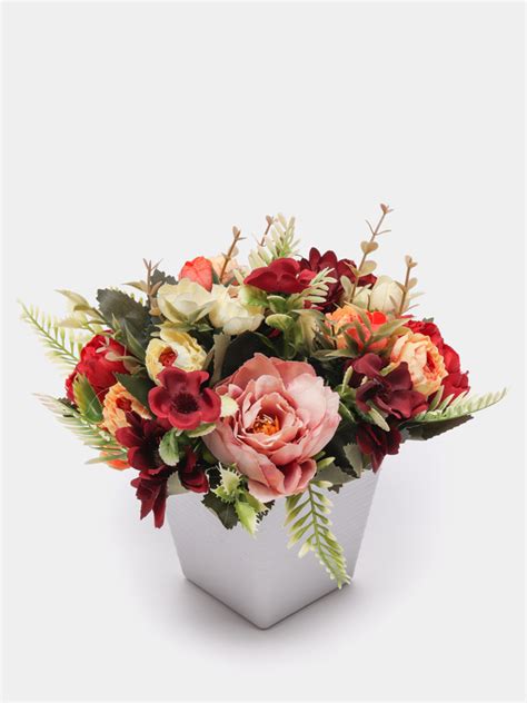 Искусственные цветы в горшке для декора дома купить по цене 900 ₽ в