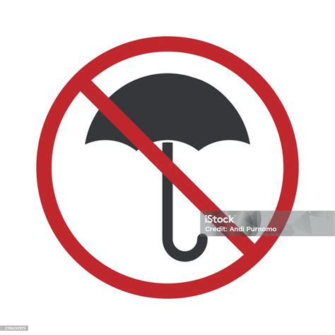 우산 아이콘이 있는 고립된 금지 표지판은 실내에서 우산이 허용되지 않는다는 명확한 지침을 나타냅니다 0명에 대한 스톡 벡터 아트 및 기타 이미지 Istock