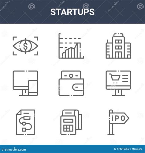 9 Startups Icons Pack Trendy Startups Icons On White Background Thin Outline Line Icons Such