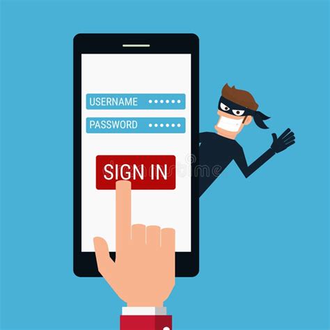 Thief Hacker Stealing Sensitive Data As Passwords From A Smartphone Useful For Anti Phishing