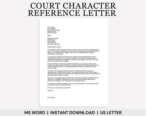 Court Character Reference Letter Template Character Reference For Court Letter Character