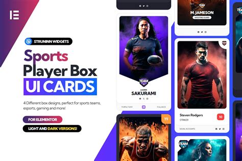 Sports Player Box Elementor Ui Cards 100