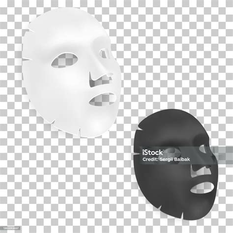 얼굴 마스크 시트 뷰티 코스메틱 페이셜 마스크 블랙 화이트 스파 제품 일러스트레이션 면 콜라겐 마스크 숯 처리 블랭크 팩 격리 사실적인 수분 시트 모형 여드름 해독 기포에