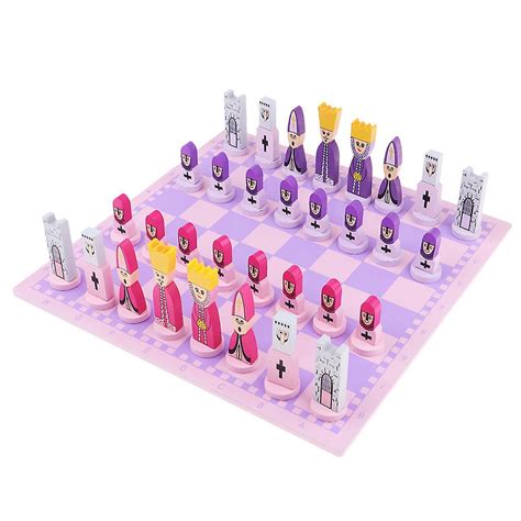 Wooden International Chess Game Chessman Checker Chess Pieces T Pink