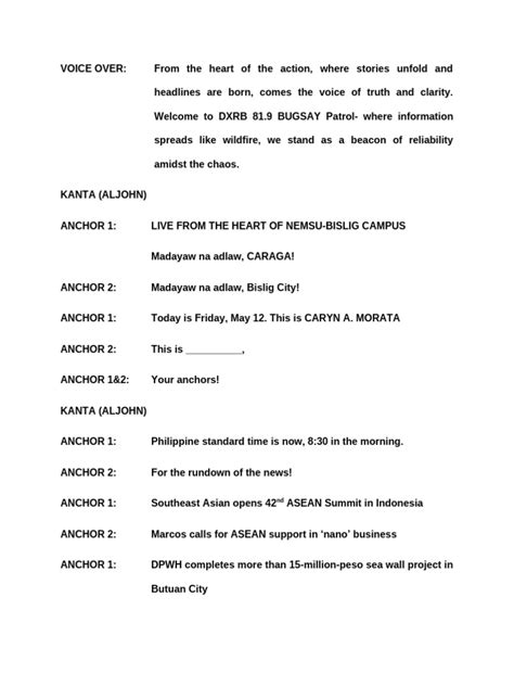 Script For Radio Broadcasting Pdf Philippines Southeast Asia