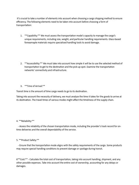 Assignment Transportation Pdf Transport Cargo