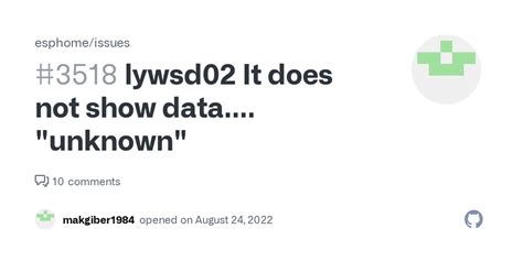Lywsd02 It Does Not Show Data Unknown · Issue 3518 · Esphomeissues · Github