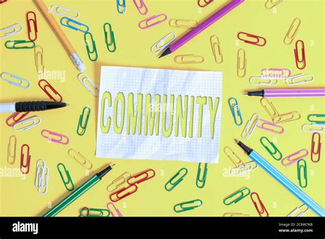 Writing Note Showing Community Business Concept For Group Of Showing Living In One Place Having