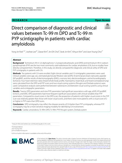 Pdf Direct Comparison Of Diagnostic And Clinical Values Between Tc 99 M Dpd And Tc 99 M Pyp