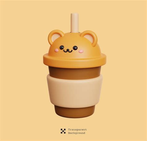 얼굴 이모티콘이 있는 만화 청량 음료 컵 귀여운 패스트 푸드 캐릭터 격리 3d 일러스트레이션 프리미엄 Psd 파일