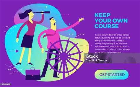 비즈니스 인포 그래픽 비즈니스 상황 한 남자와 한 여자는 조 타 장치에 있습니다 팀 작업 직원 목표에 단일 방식 성공 하는 과정을 앞으로 이동합니다 미래를 보고 목표 경력