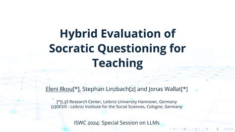Hybrid Evaluation Of Socratic Questioning For Teaching Ppt