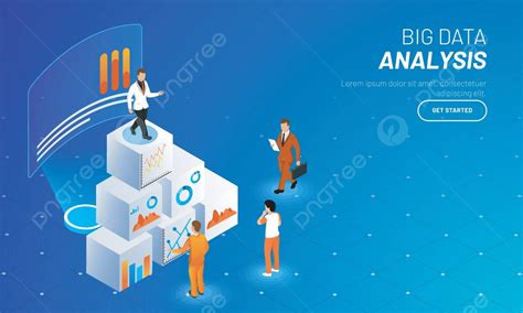 Web Template Design For Analyzing Big Data With Miniature People Vector Employee Analytic