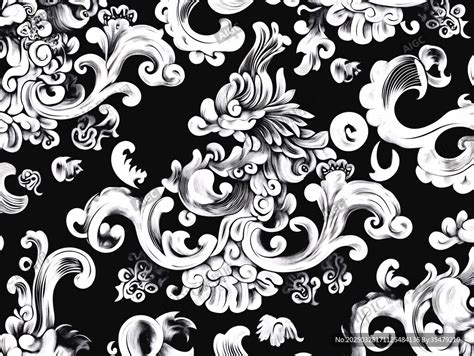 Ai创作图龙纹 古典 花纹 图案 黑白 中式 线条 装饰 艺术 纹样 卷曲 元素 图腾 复古 潮流 昵图网