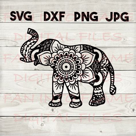 Elephant Mandala Svg Dxf Png  Digital Download Etsy