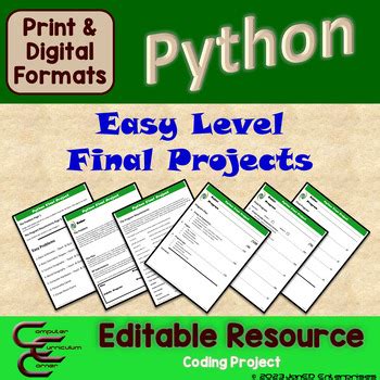 Python Final Coding Project Easy Level Editable Resource Package
