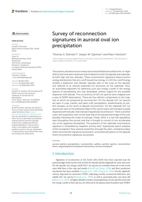 Pdf Survey Of Reconnection Signatures In Auroral Oval Ion Precipitation
