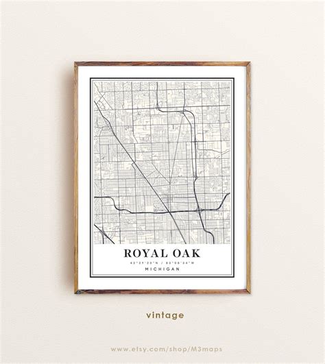 Royal Oak Michigan Map Royal Oak Mi Map Royal Oak City Map Royal Oak Print Royal Oak Poster