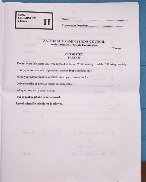 Neco 2024 Chemistry Obj Essay Answers