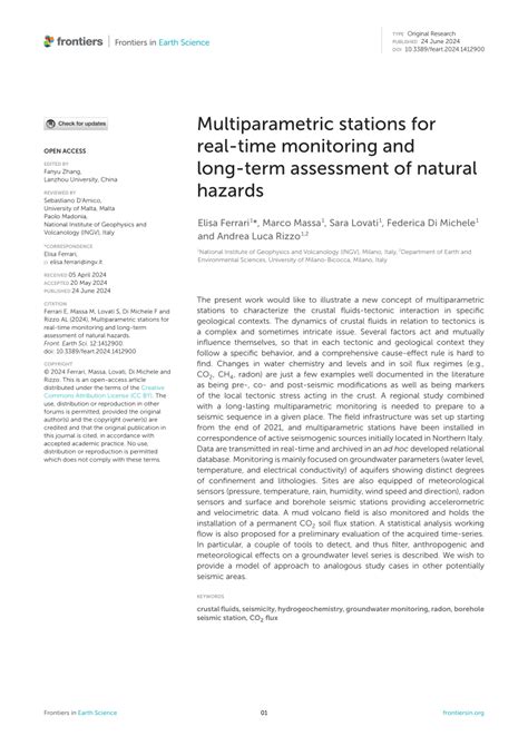 Pdf Multiparametric Stations For Real Time Monitoring And Long Term