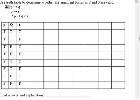 solved use truth table to determine whether the argument