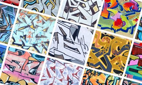 A Set Of Many Small Fragments Of Graffiti Drawings Street Art A Stock