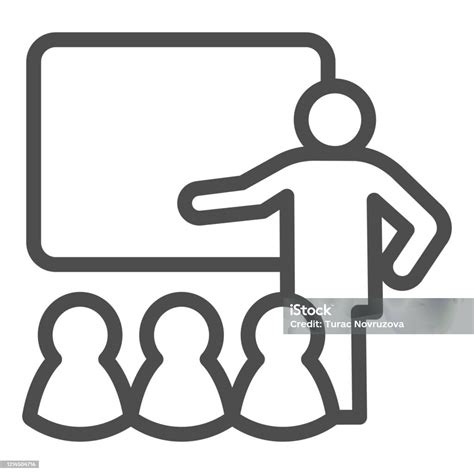 학생 라인 아이콘강사 칠판 강의 또는 교육 수업 기호 흰색 배경에 스타일 그림을 윤곽 모바일 컨셉 웹 디자인에 대한 팀워크 사인