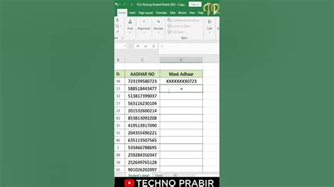 mask adhaar xxxxer how to mask adhaar number how to mask numbers in excel techno prabir
